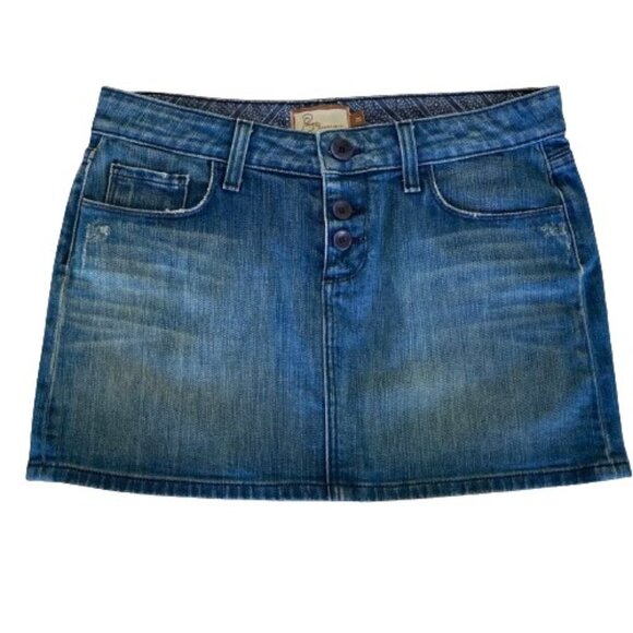 PAIGE | Skirts | Paige Premium Denim Micromini Buttonfly Blue Jean ...